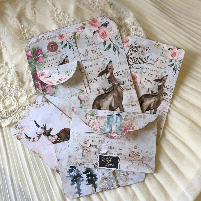 Printable Christmas Folio Folder / Seasonal Wallet Journal / Shabby ...