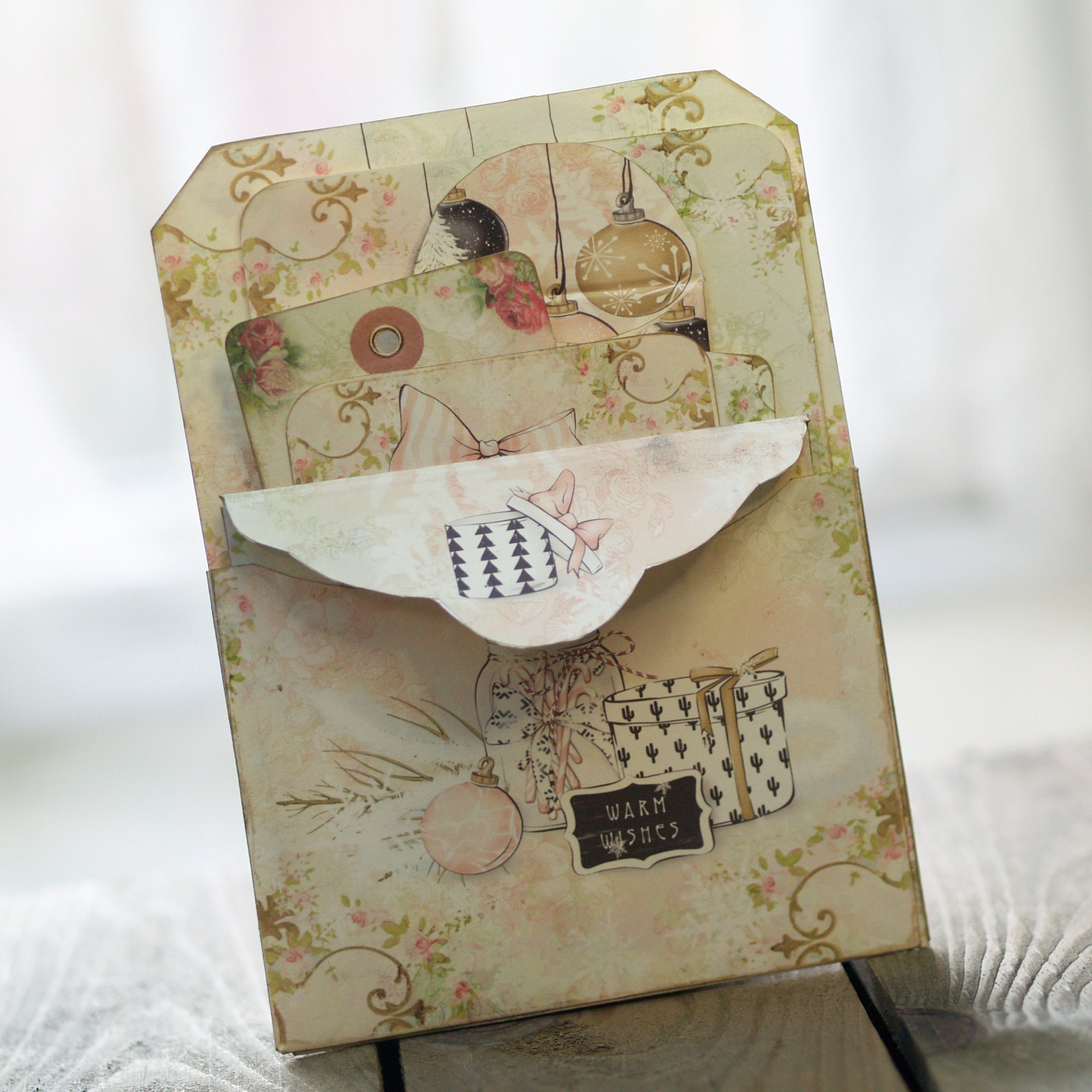 Printable Christmas Folio Folder / Seasonal Wallet Journal / Shabby ...