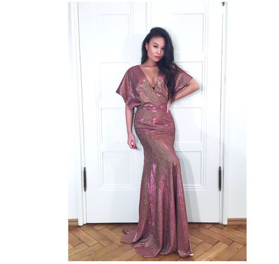Crystal noche bronce vestido prom maxi vestido dorado - Etsy España