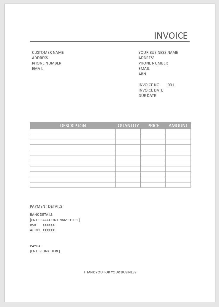 Minimal Invoice Template Printable | Etsy