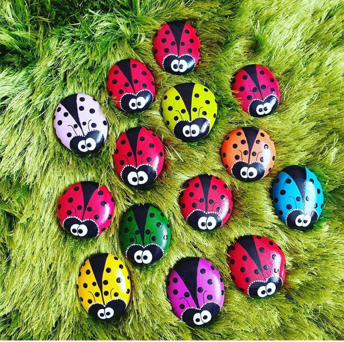 SET of 4 Ladybugs Hand Painted Art Rocks Home Decor Stones - Etsy
