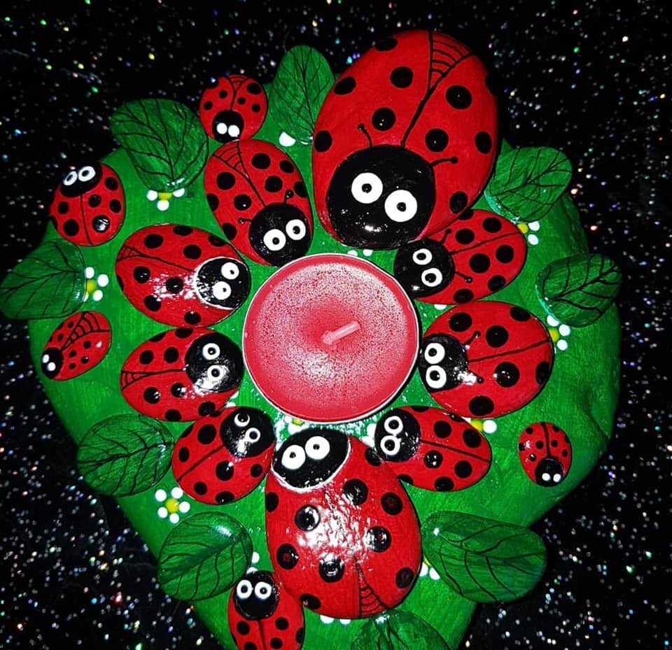 SET of 5 Ladybugs Hand Painted Art Rocks Home Decor Stones - Etsy