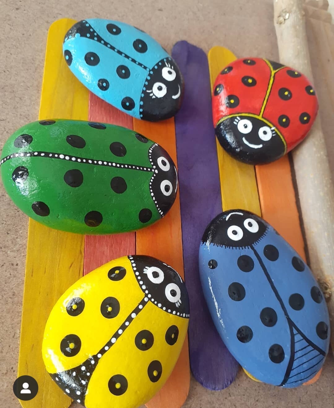 SET of 4 Ladybugs Hand Painted Art Rocks Home Decor Stones | Etsy