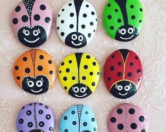 Set of 3 Ladybug Rocks-painted Rocks-pet Rocks-fairy - Etsy
