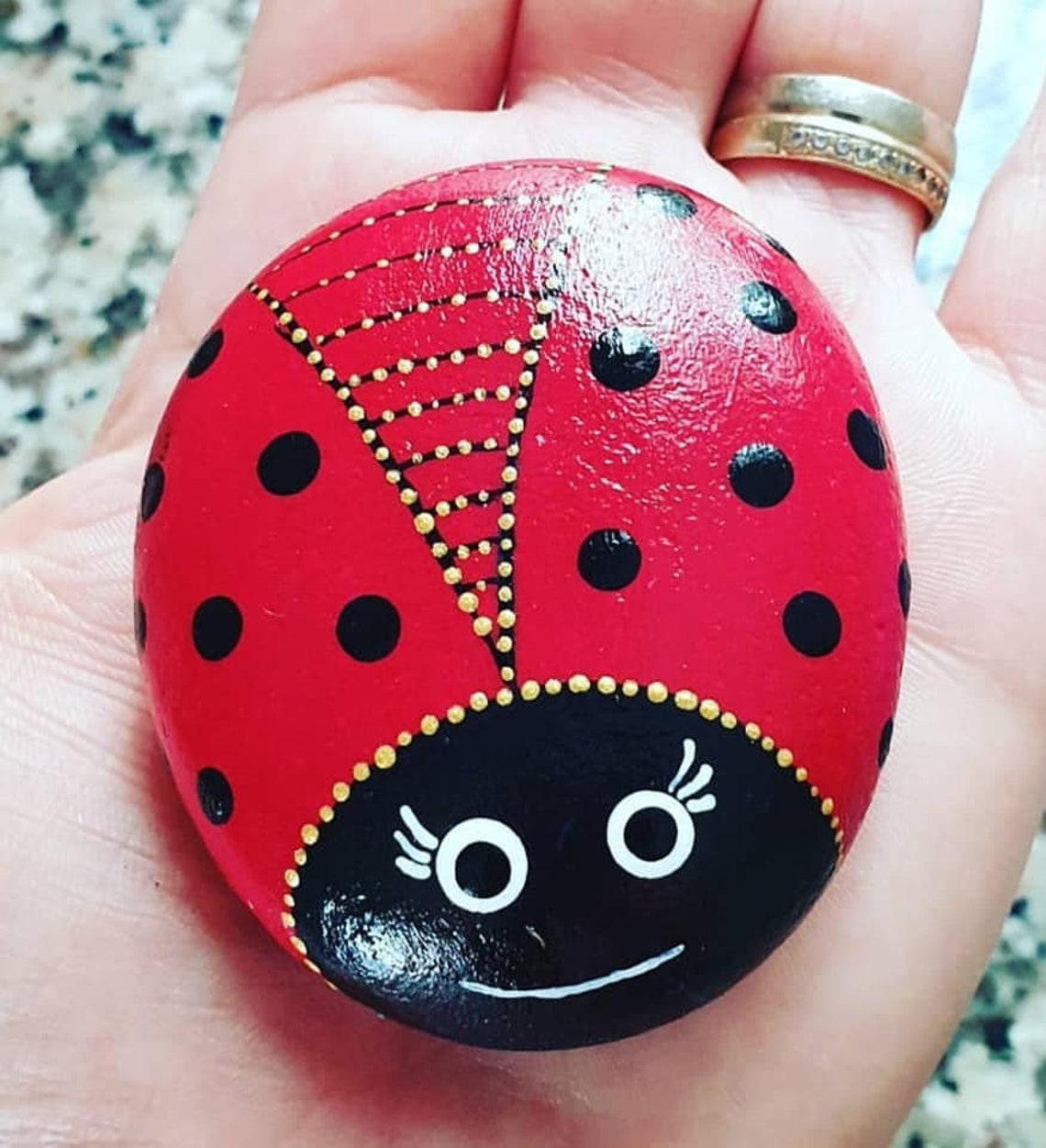 SET of 5 Ladybugs Hand Painted Art Rocks Home Decor Stones - Etsy