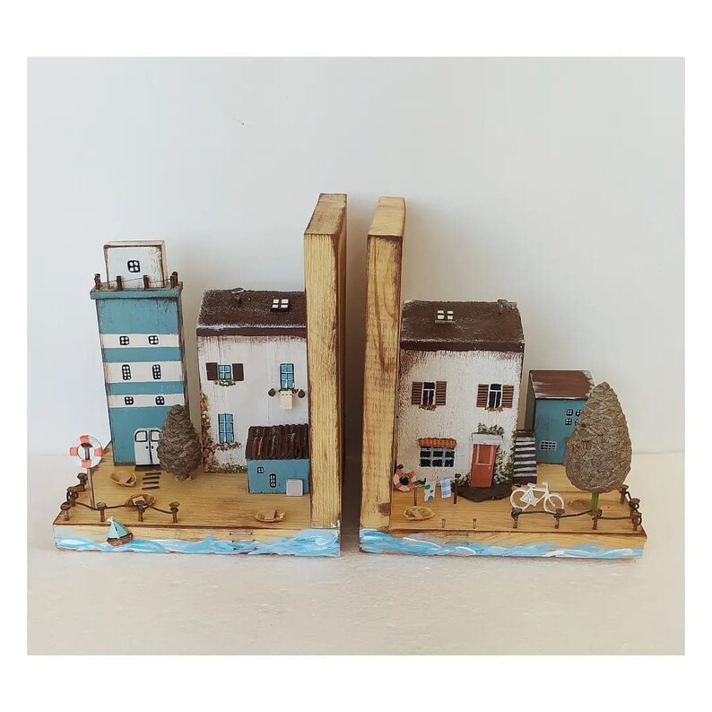 Wooden Bookend Decorative Rustic Wood Book Stopper - Etsy