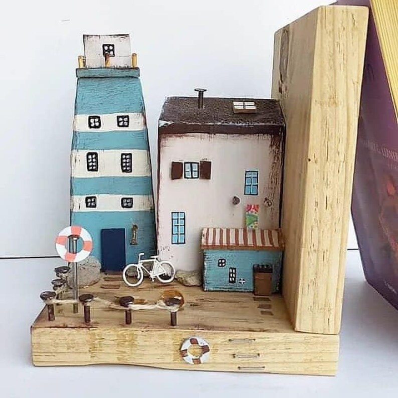 Wooden Bookend Decorative Rustic Wood Book Stopper - Etsy