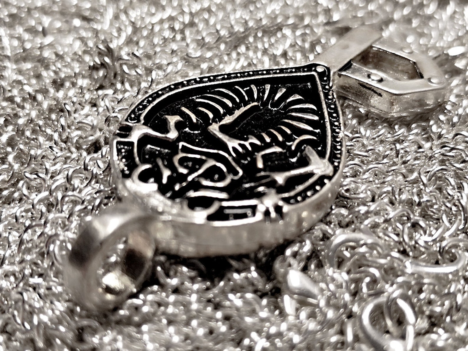 Pendant/CHAIN TROLLKEY Silver Plated Pendant Germanic Natural | Etsy