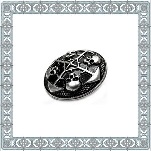 6 Decorative Rivets CIRCLE OF SKULLS Silver-plated Heraldry Rivets ...