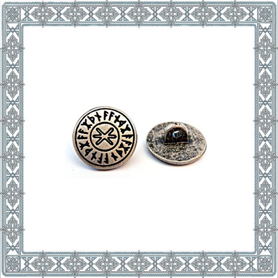 Buttons 12 ODINS PROTECTION Old Silver Nordic Button Antique - Etsy