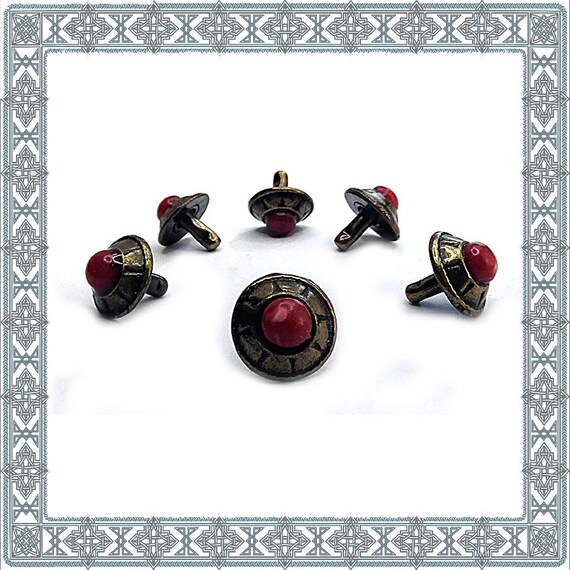 12 Decorative Rivets NATIVE ROUND RIVET Old Brass Rivet Rivet - Etsy India