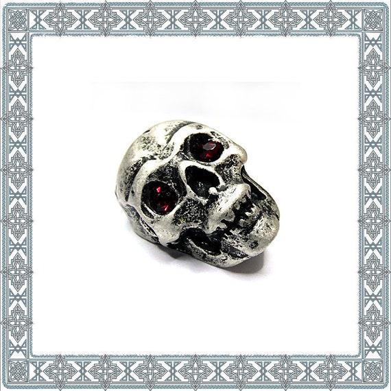 6 Decorative Rivets SKULL XL Old Silver 2 Red Swarovski | Etsy