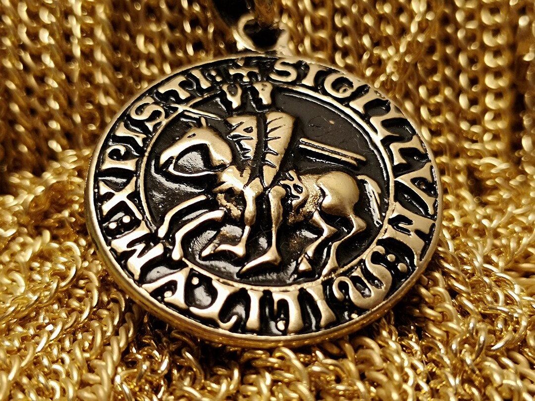 Templar Pendant SEAL OF THE TEMPLARS Gilded Pendant Templar - Etsy