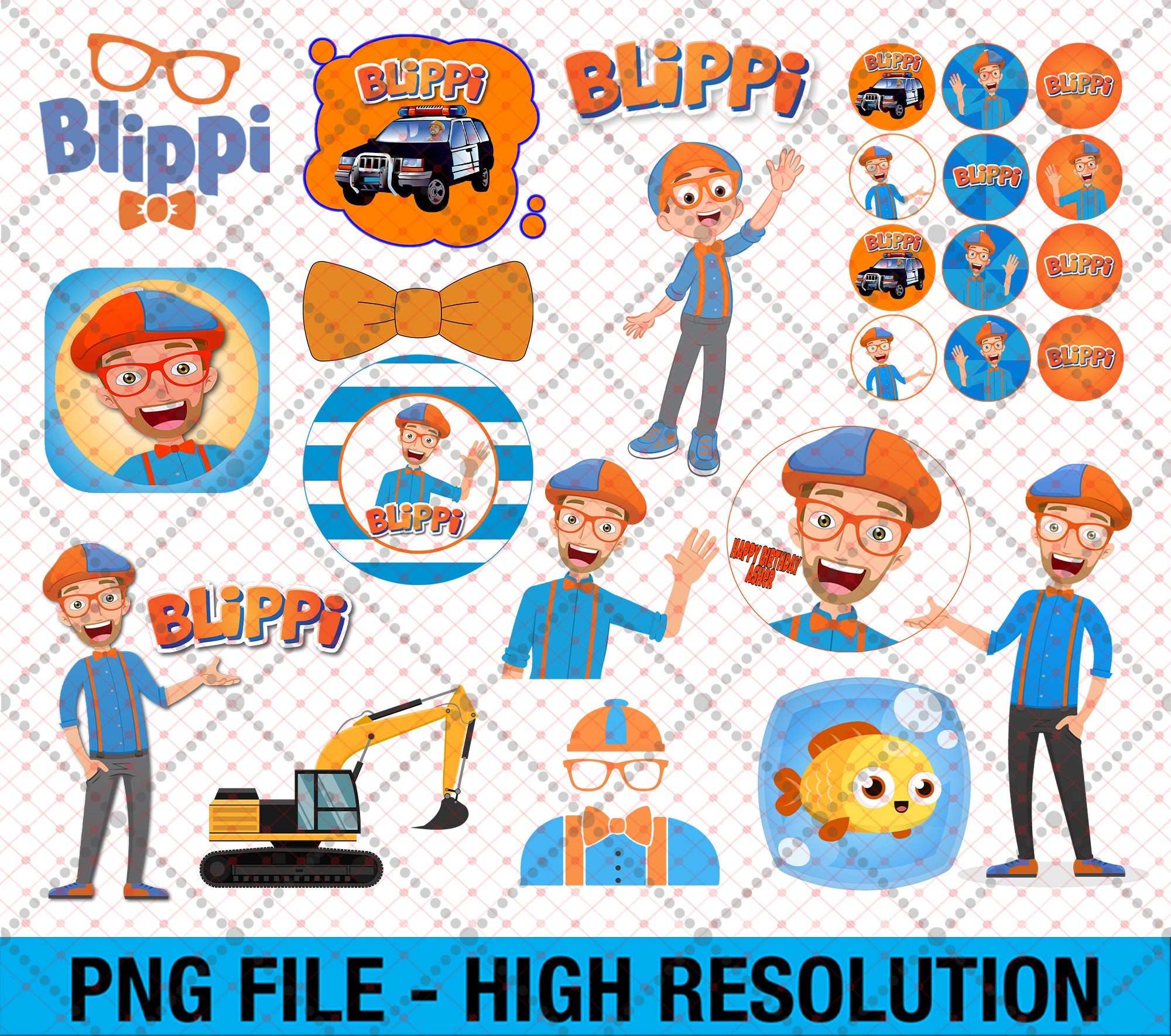 Blippi PNG Bundle, Blippi Clipart, Sublimation Design, Instant Download ...