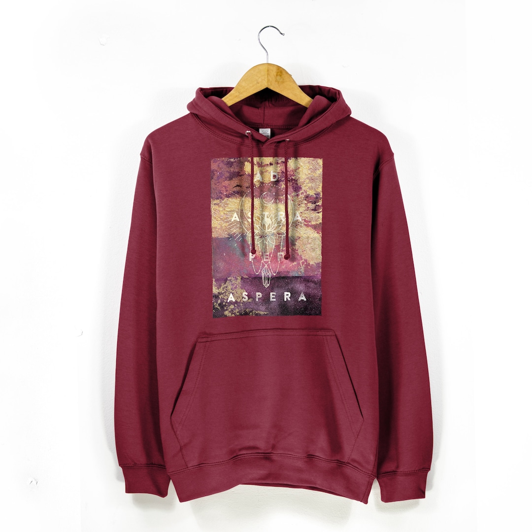 Ad Astra per Aspera Spiritual Print Hoodie | Pouch Pocket Comfy Hoodie ...