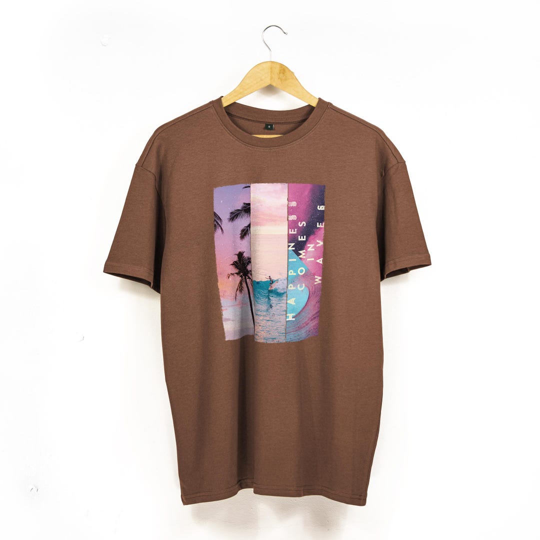 Oversized Surfer T Shirt With Tropical Ocean Print | Happiness Comes in ...