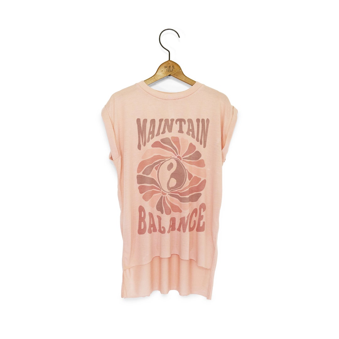 Women's 'maintain Balance' Flowy Muscle T-shirt With Rolled Cuff - Etsy