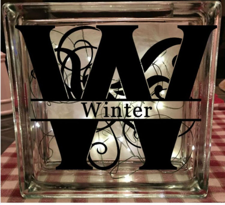 Glass Block Split Letter Decal; Split Letter Initial; Vinyl Decal ...