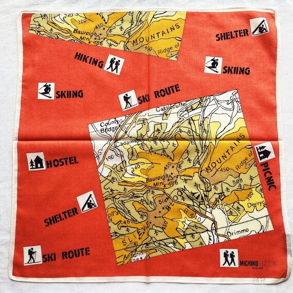 Vintage Hiking Map Handkerchief - Etsy