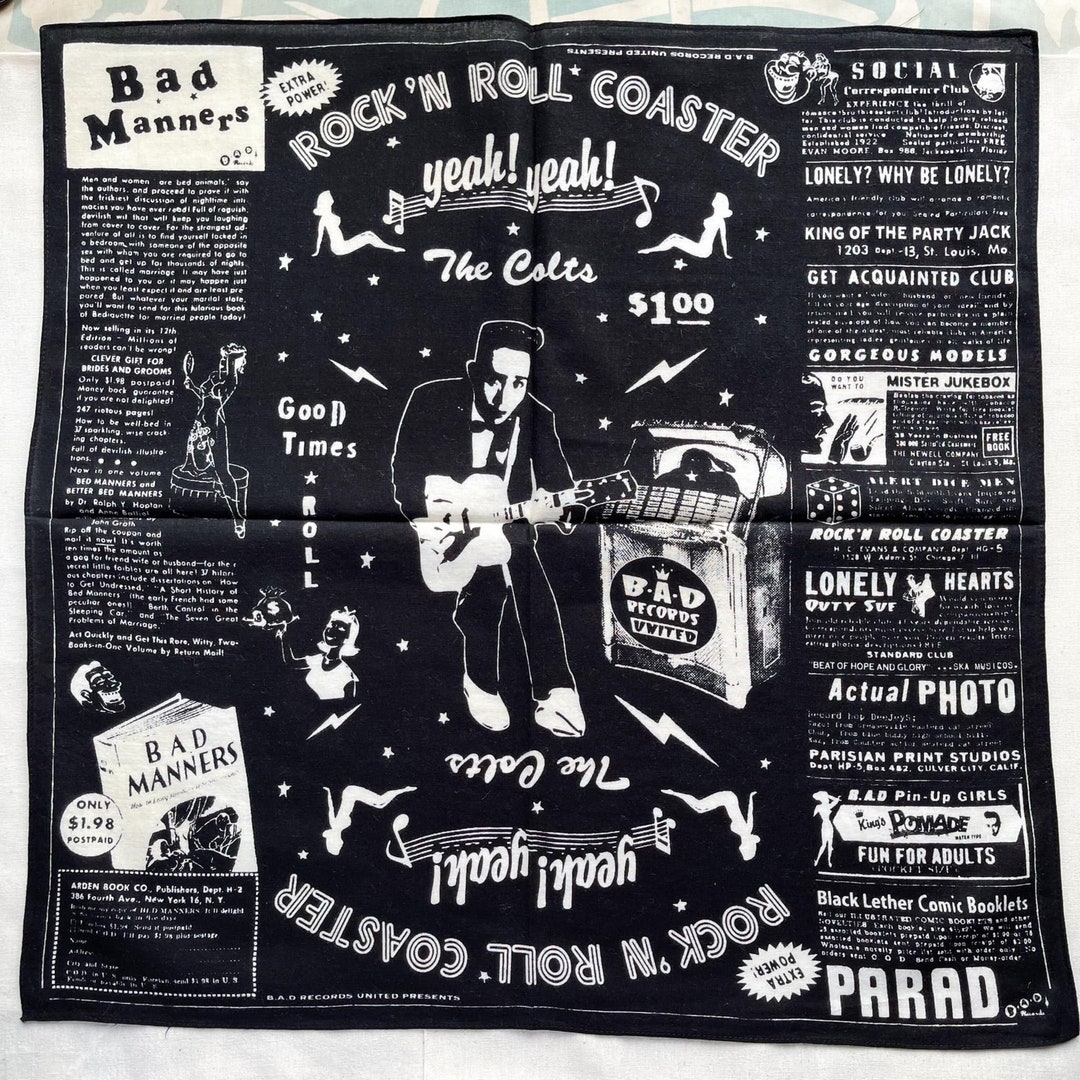 Vintage Rock N Roll Handkerchief - Etsy