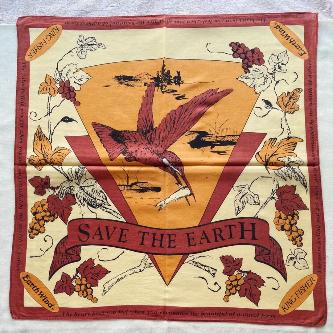 Vintage Save the Earth Handkerchief / Environment Handkerchief / Earth ...