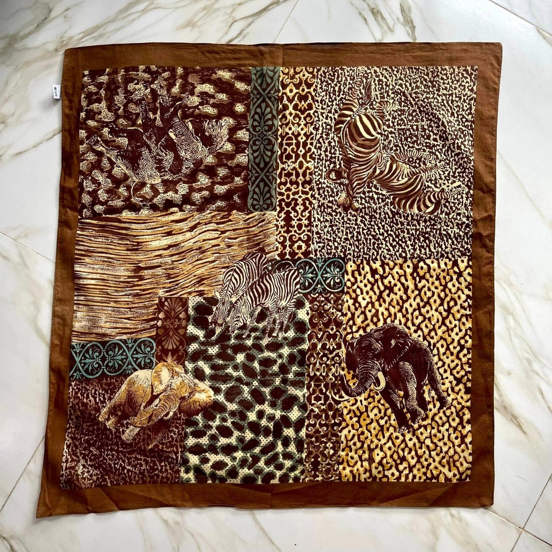 Vintage Tiger Handkerchief / Leopard Handkerchief / Vintage Animal ...