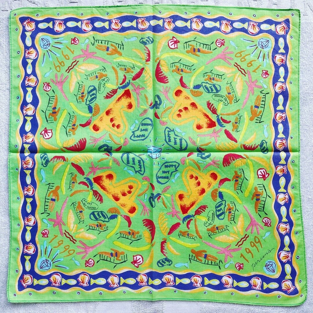 Vintage 90s Island Handkerchief / Beaches Handkerchief / Nature ...