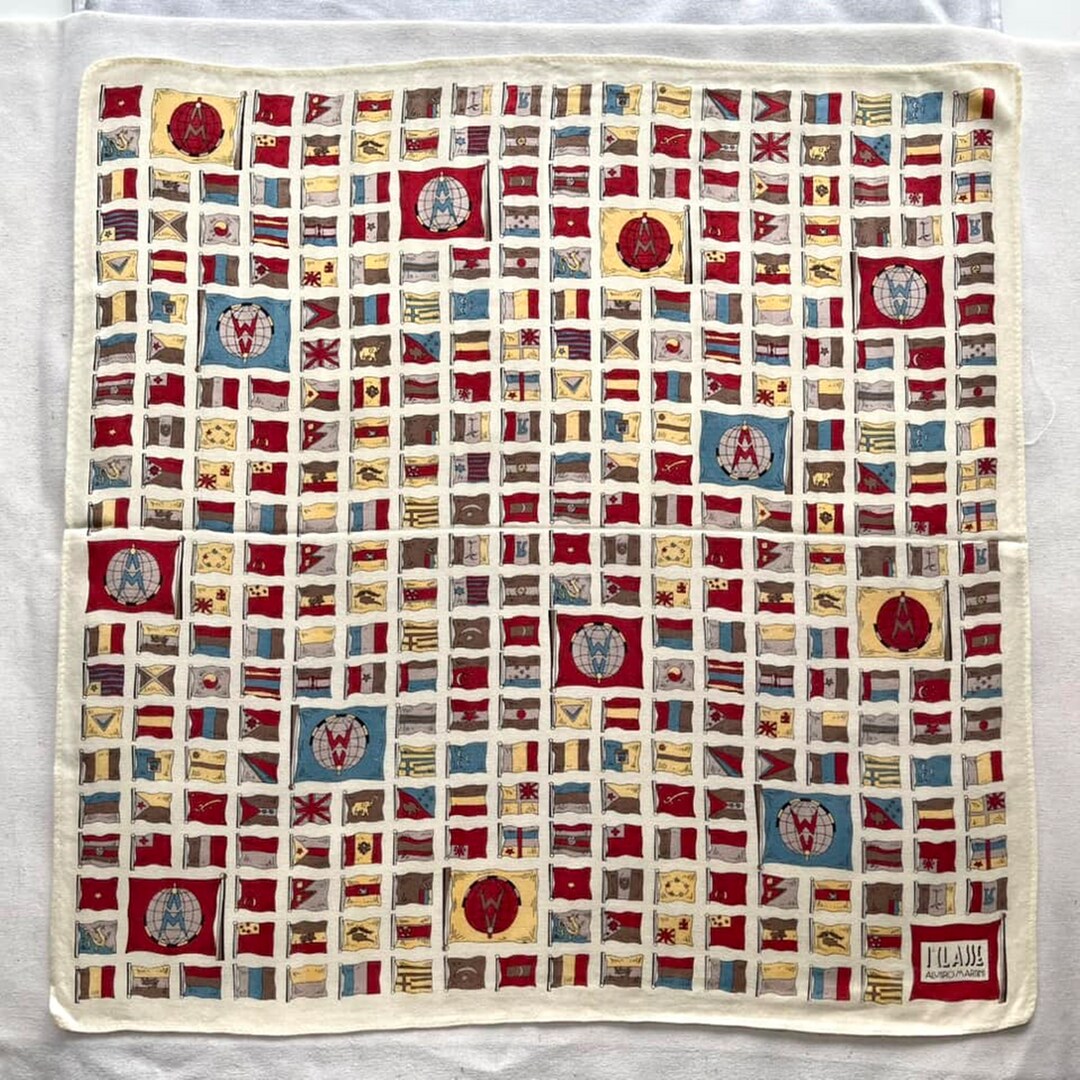 Vintage Flags Handkerchief / Vintage City Handkerchief / Travel ...