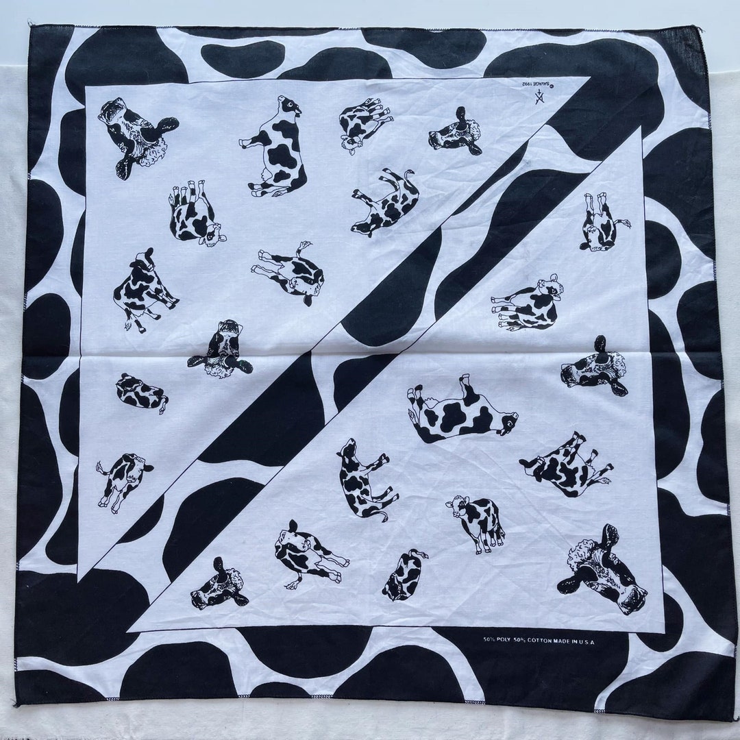 Vintage Cow Handkerchief / Cattle Handkerchief / Animal Handkerchief ...