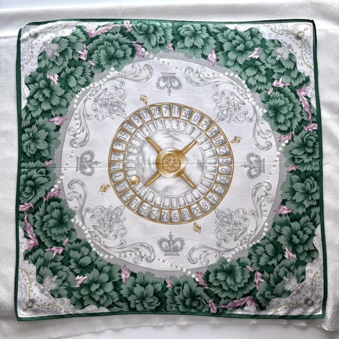 Vintage Jun Ashida Art Handkerchief: Roulette Wheel Floral Design - Etsy