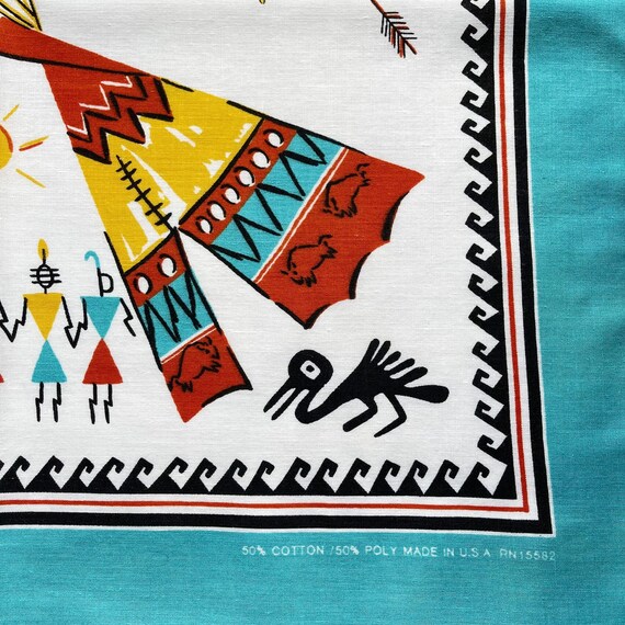 Vintage American Native Handkerchief: Tribal Souvenir - Gem