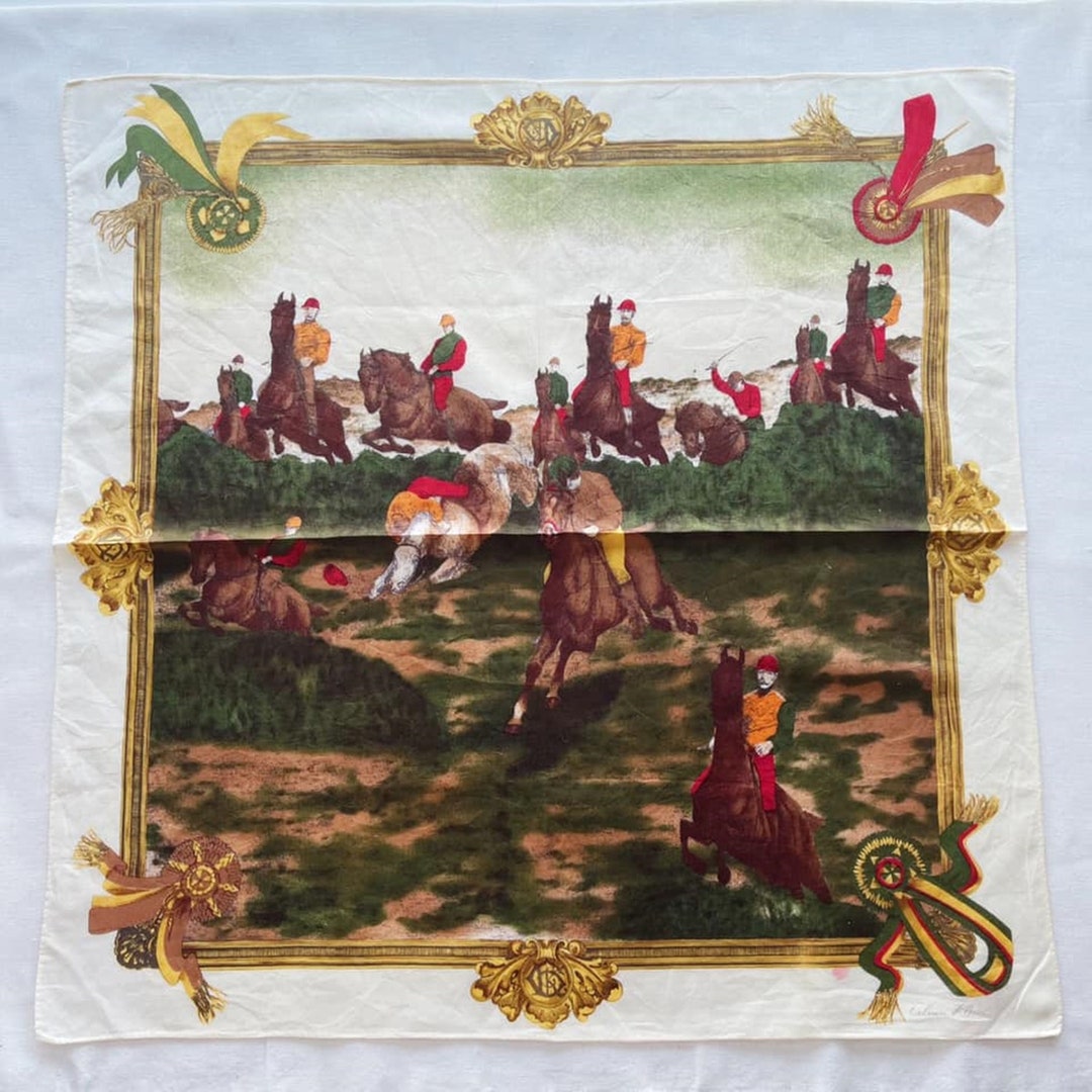 Vintage 90s Horse Handkerchief / Nature Handkerchief / Animal ...