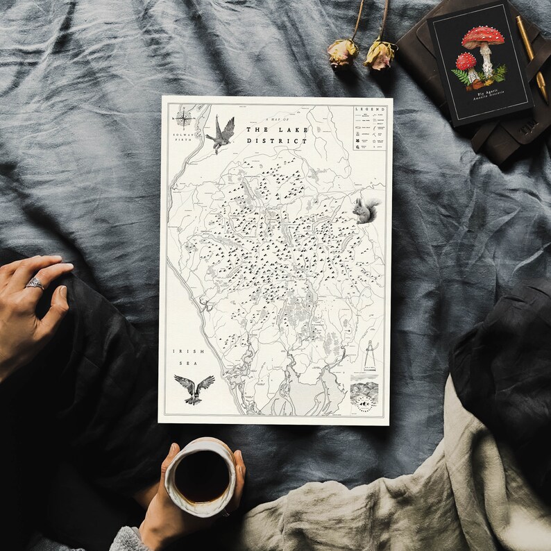 Lake District Map | National Park Artwork | Illustrated Map Print ...