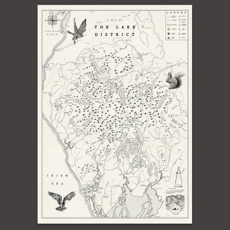Lake District Map | National Park Artwork | Illustrated Map Print ...