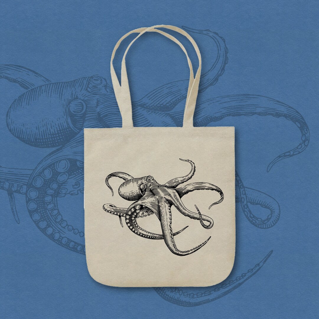 Octopus Tote Bag | Ocean Canvas Bag | Octopus Illustration | Ocean ...