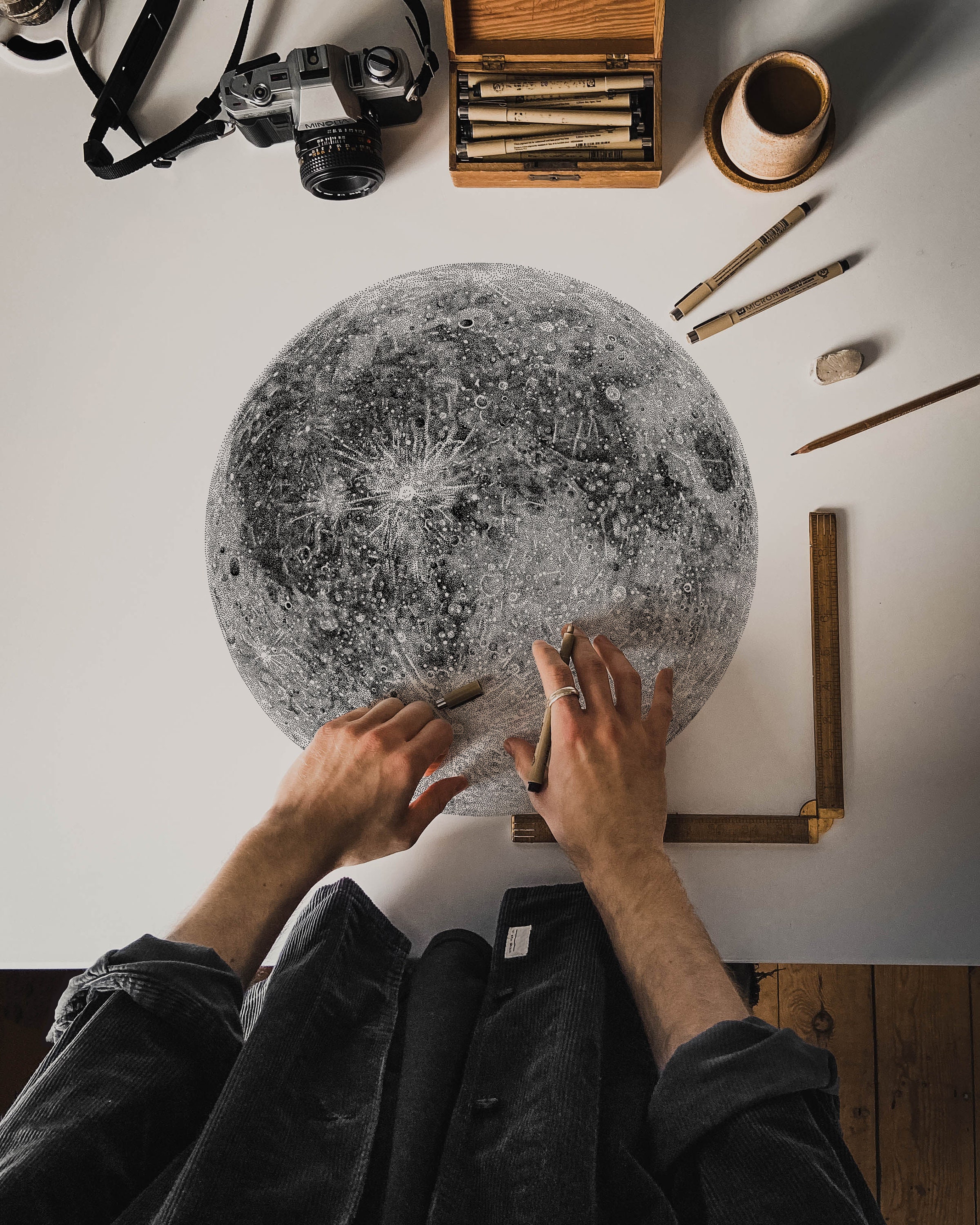 Full Moon Print Moon Artwork Art Print Moon Wall Art Space | Etsy