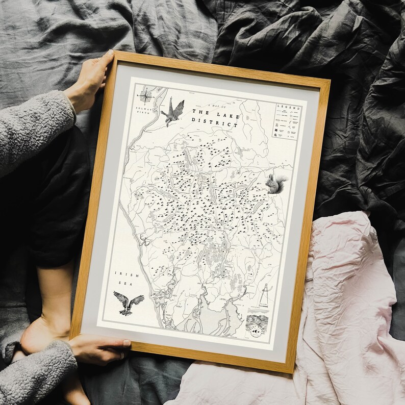 Lake District Map | National Park Artwork | Illustrated Map Print ...
