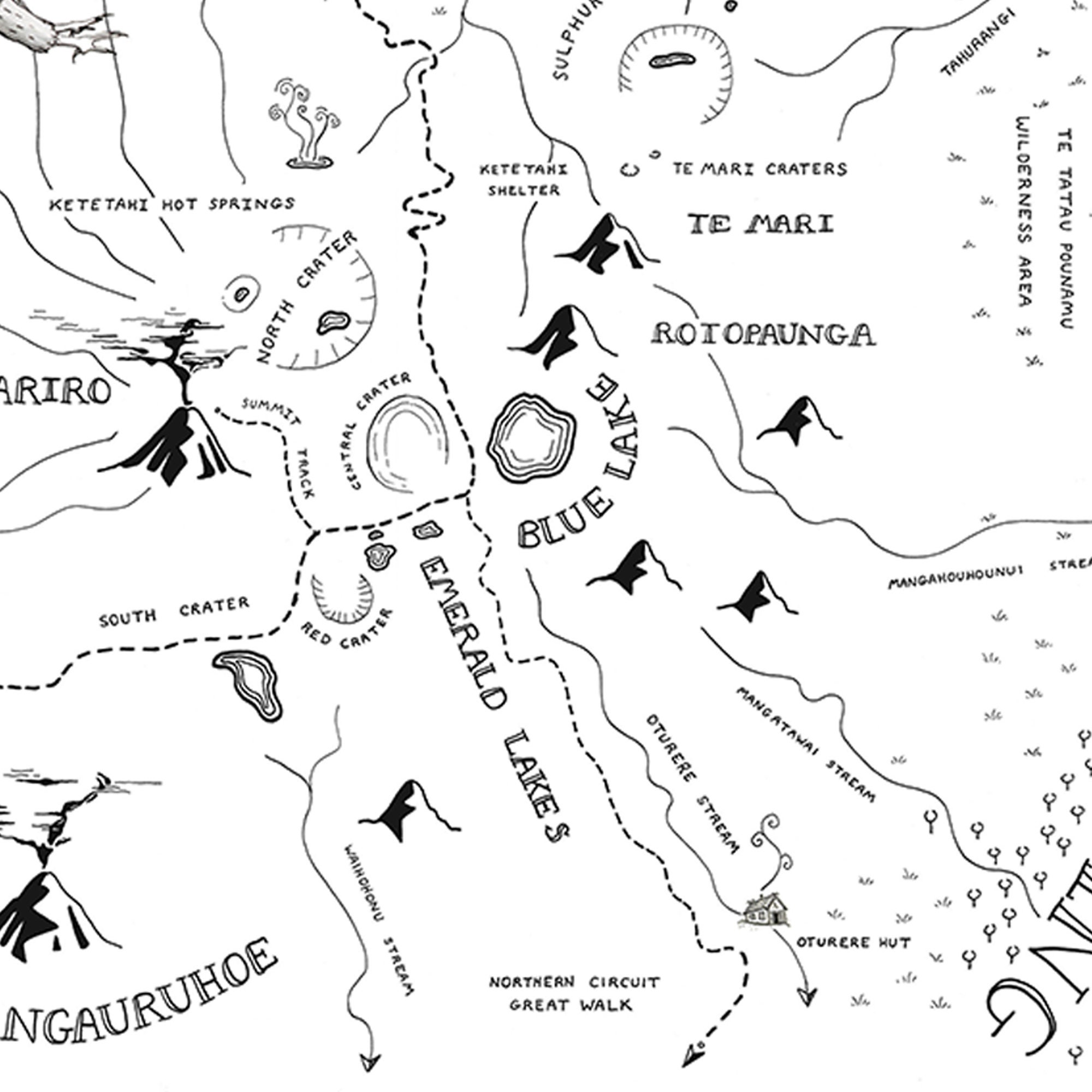 Tongariro Crossing Map - New Zealand Travel Print/poster - Etsy