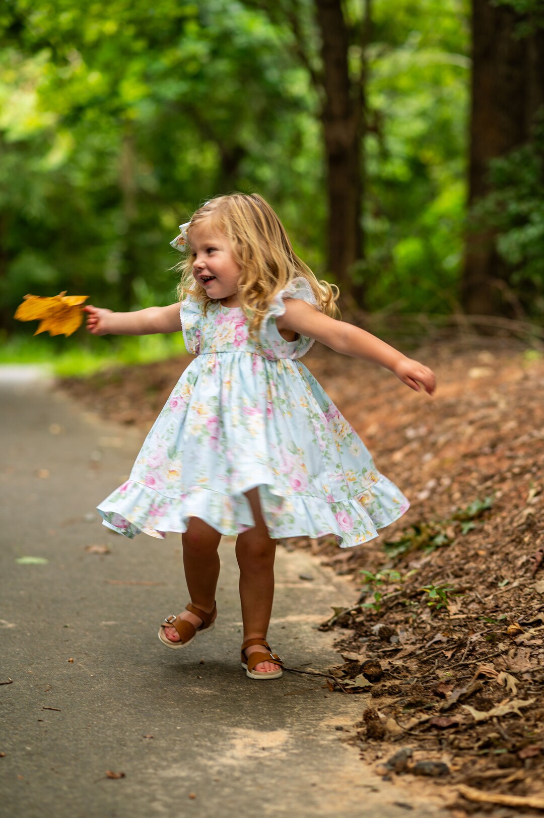 Girls' Twirl Dress in Minty Green Floral - Etsy