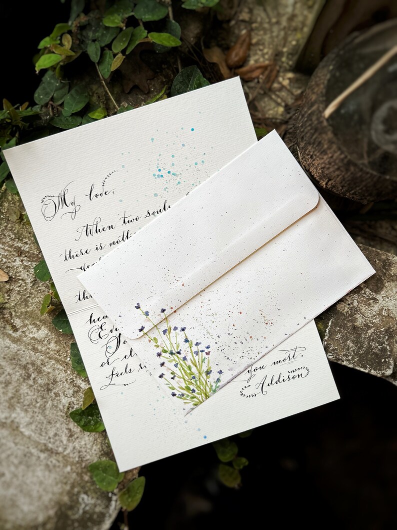 Customizable Calligraphy Letter // Watercolor Envelope // Custom Love ...