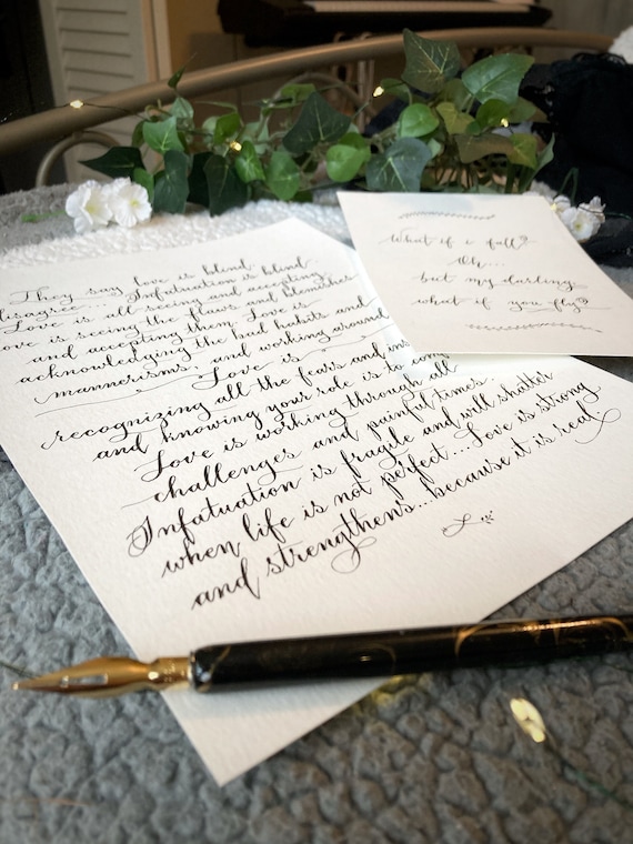 Custom Calligraphy // Personalized Handwritten Quote Poem | Etsy