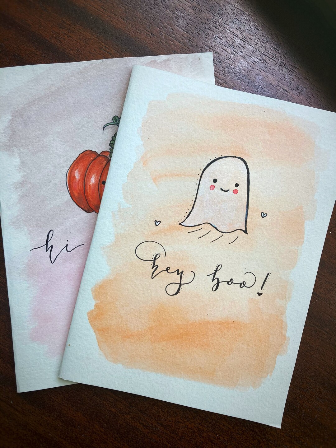 Cute Halloween Cards for Your Loved Ones!! // Hey, Boo Ghost Card // Hi, Pumpkin // Kawaii Fall ...