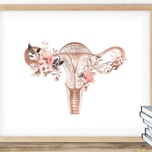 Uterus Anatomy Flowers Watercolor Print Floral Female - Etsy
