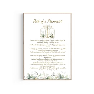 Pharmacy Oath, Promise of a Pharmacist, Pharmacy Decor, Mortar and ...