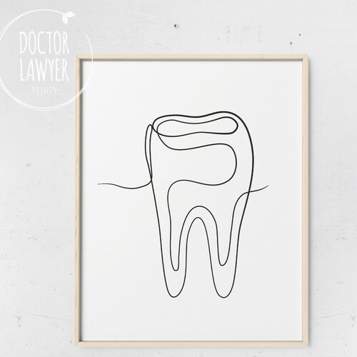 Tooth One Line Art Dentist Gift Dentist Anatomy Art Dentist - Etsy