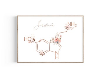 Serotonin Molecule, Serotonin Art Print, Happiness Molecule, Chemistry ...