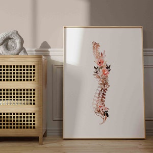 Spine Anatomy Poster, Human Spine Print, Chiropractor Gift, Physical ...