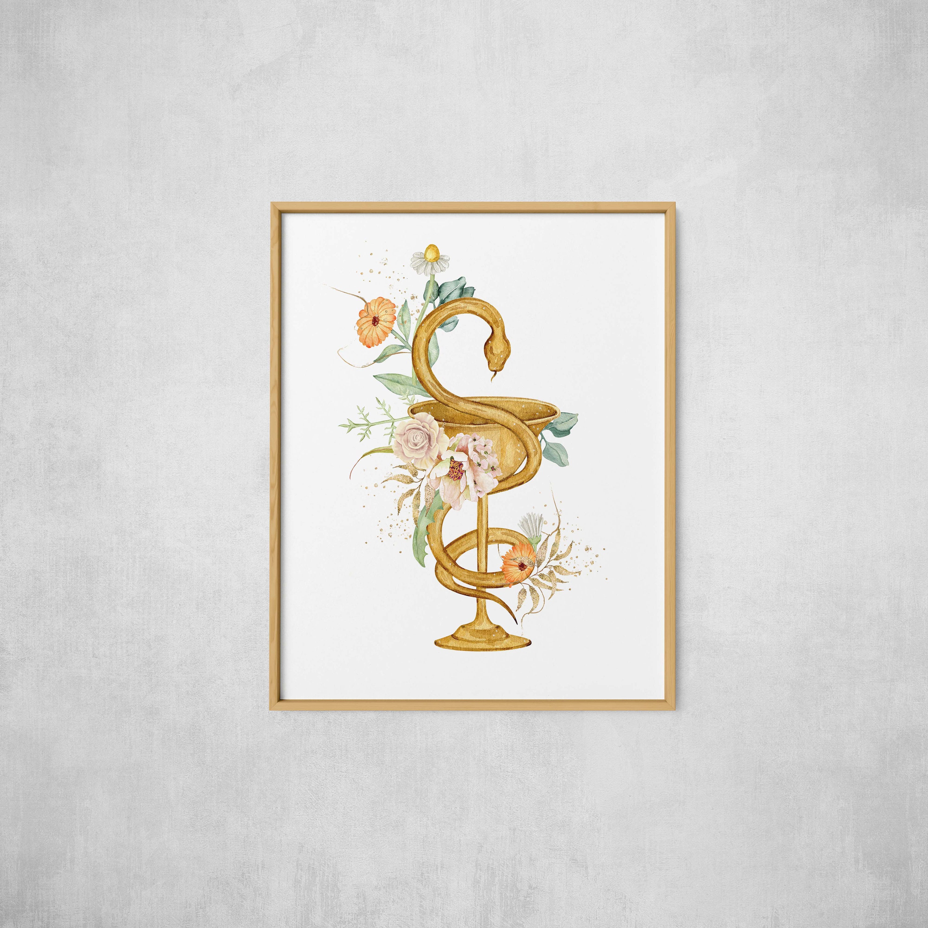Vintage Pharmacy Print: Bowl of Hygeia, Floral Apothecary Art (digital ...
