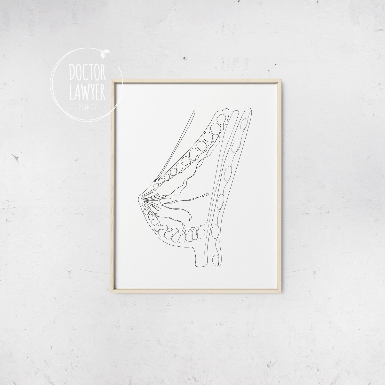 Breast Anatomy One Line Print Mammary Gland Print OBGYN Art | Etsy