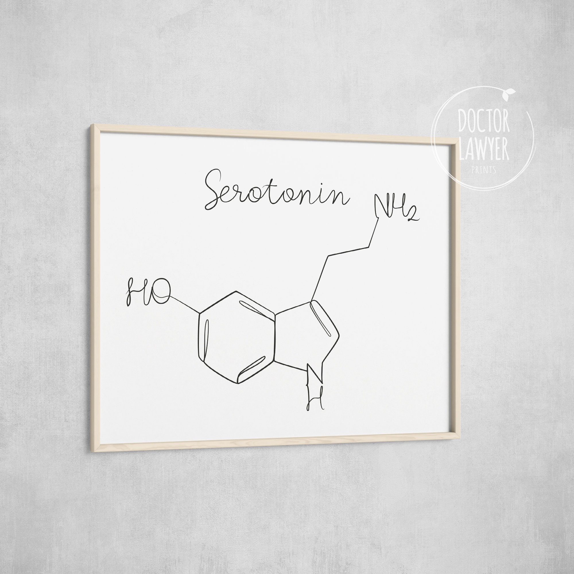 Serotonin Molecule One Line Art Print Happiness Molecule | Etsy